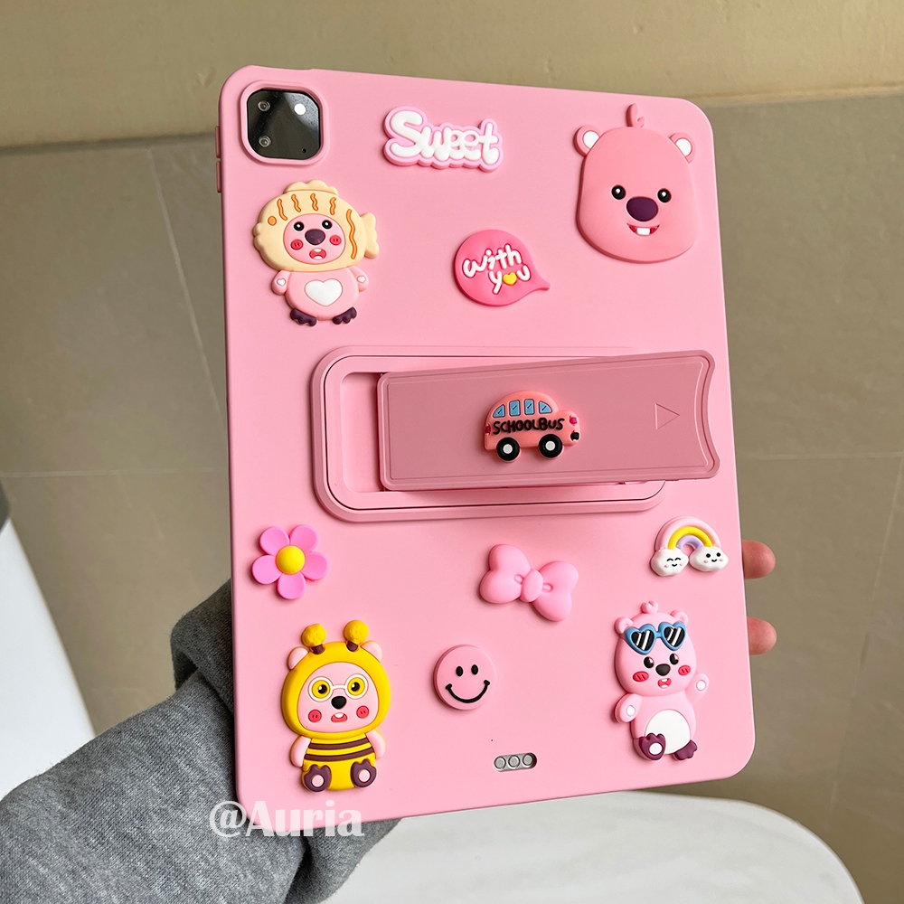 Capa Para Tablet Fofa De Silicone Macio E Adequada A Pele Com Adesivos ...