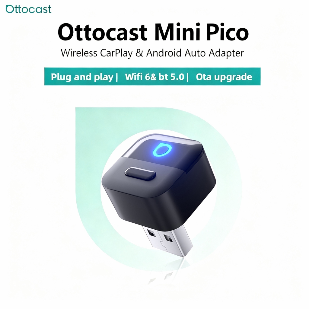 OTTOCAST Mini Pico 3.0 Cube 2 Em 1 Com Fio Para CarPlay Sem Android ...