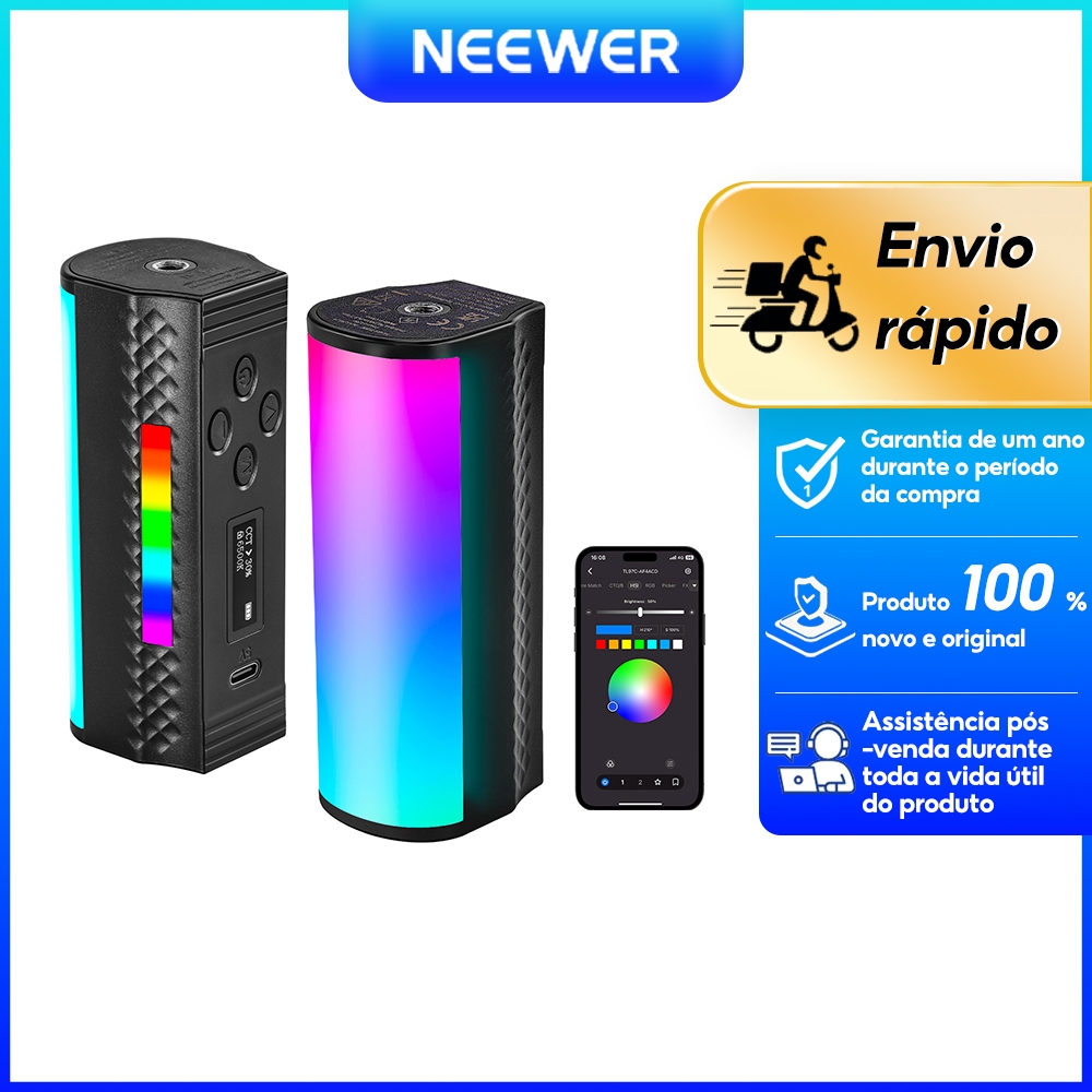 NEEWER Bastão de Luz RGB Mini de 10cm com Apoio Magnético, Controle via ...