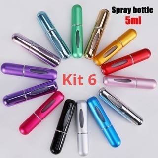 Kit 6 Pcs Mini Porta Perfume Portátil em Spray de 5ml Recarregável para ...