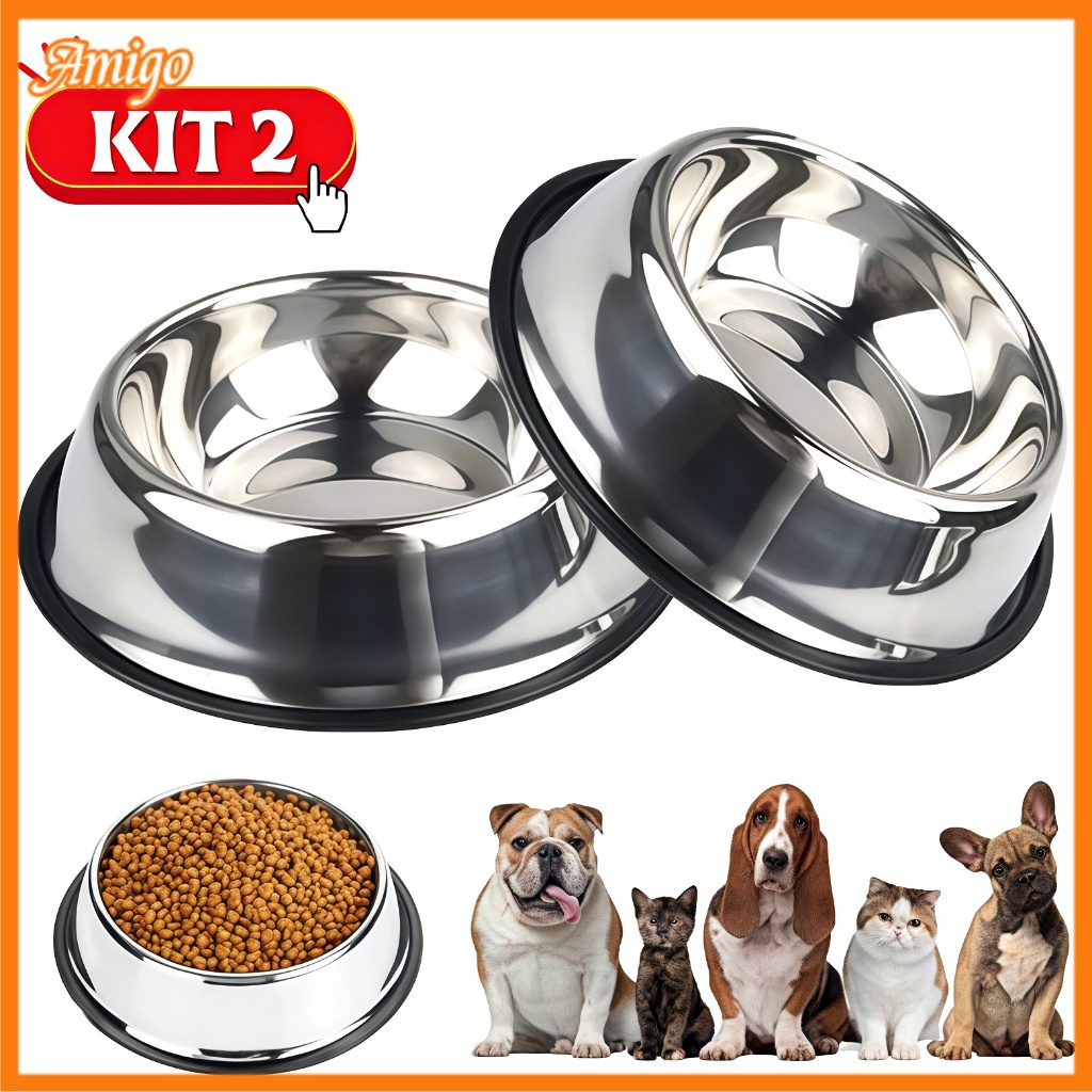 Comedouro Bebedouro Inox 304 Anti-Derrapante Silicone - Resistente a ...