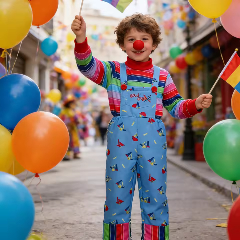 Roupa De Festa De Carnaval Infantil Chucky Do Filme De Terror Com Camiseta Listrada E Macacão ...