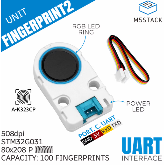 Unidade M5Stack Fingerprint2 De sensor De Reconhecimento De Impressão ...
