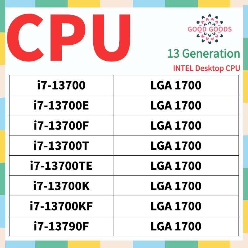 i7-13700 13700E 13700F 13700T 13700TE 13700K 13700KF 13790F 13a Geração ...