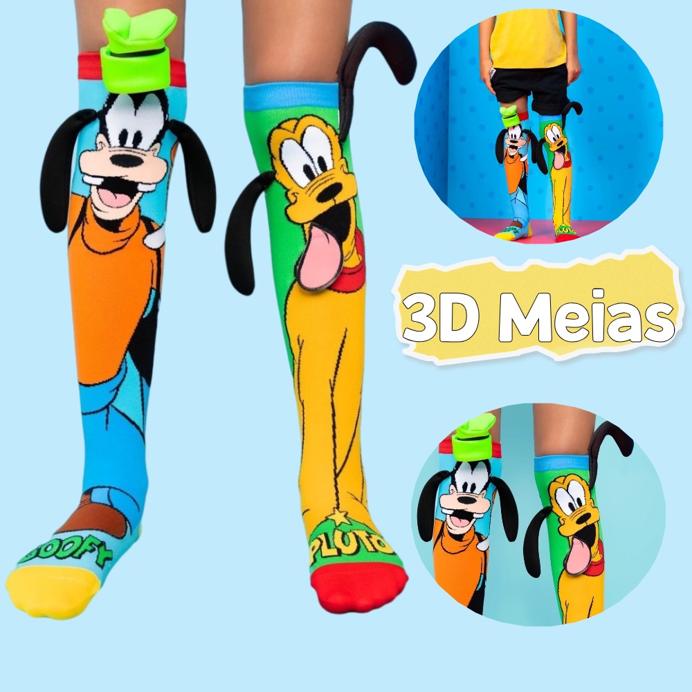 Meia Goofy Maluca Divertidas Da Personagem 3D De Fofo Cano Alto Meia ...