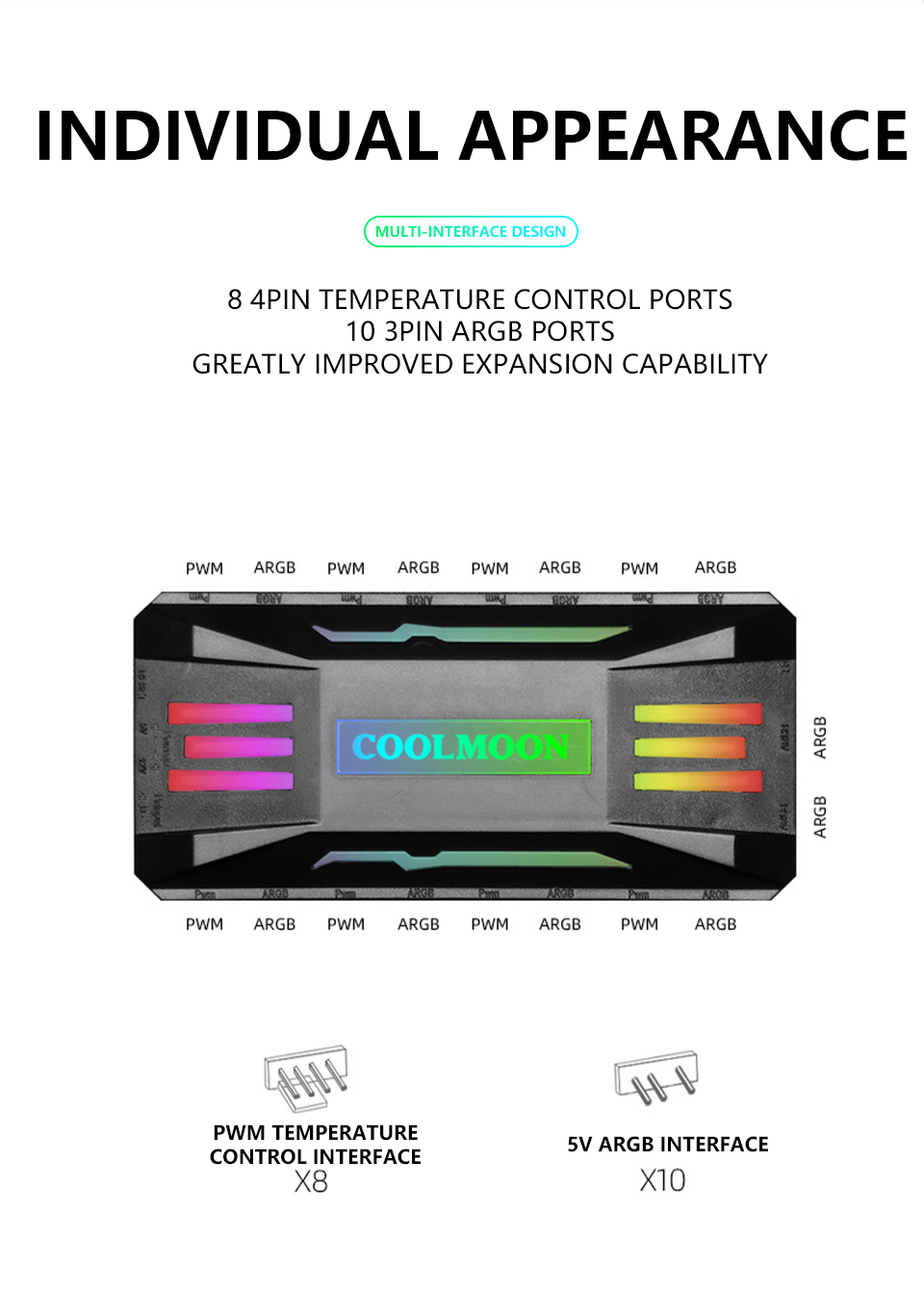 Controlador COOLMOON RGB 4Pin PWM 5V 3Pin ARGB Controle Remoto Da Caixa ...