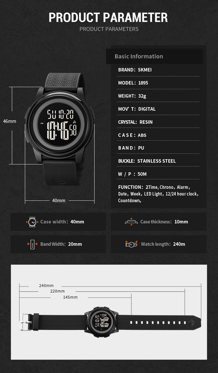 Relógio de Pulso Digital SKMEI 5Bar Casal Casal À Prova d'Água ...