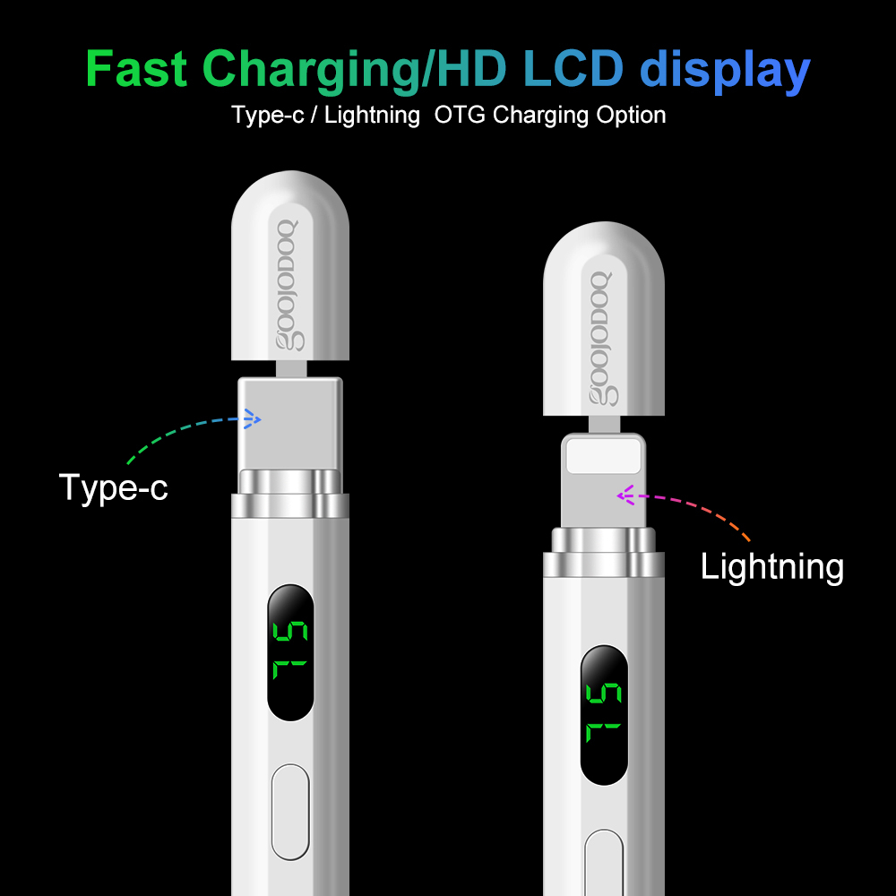 2023 Novo Goojodoq Para Lápis iPad 2 1 Caneta Stylus Com Visor Digital ...