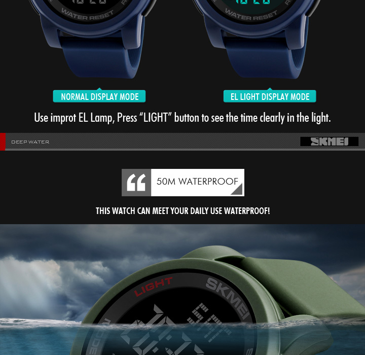 Relógio Digital Multifuncional SKMEI 1257 Top Luxury Sport Watch Men Alarm Clock 5Bar À Prova D ...