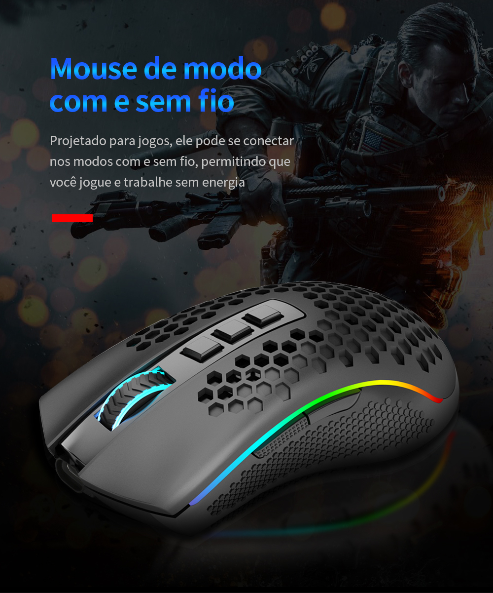 Redragon Storm Pro M808-KS RGB USB 2.4G Wireless Mouse Gamer 16000 DPI ...
