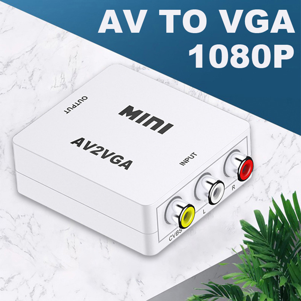 Adaptador de Vídeo 1080P AV RCA CVBS para VGA para TV Box, Monitor de ...