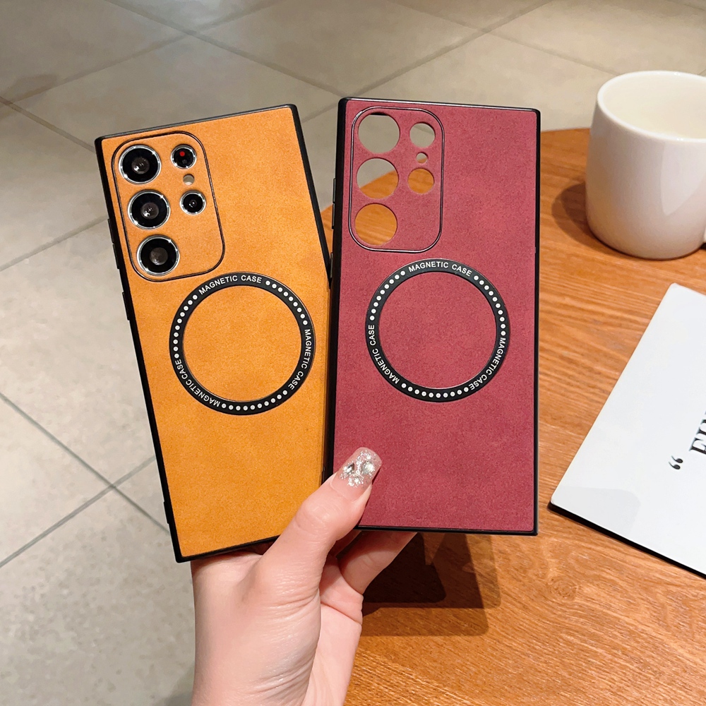 Capa De Couro PU Fina Para Samsung Galaxy S25 S24 S22 Ultra S25 Plus S23 FE Suporte Magnético ...