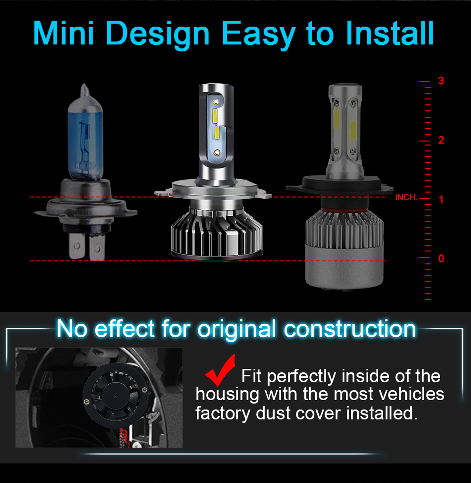 Farol LED para carro H7 H1 H3 H4 H11 9005 9012 Destaque concentrado 3.000k 4300k 6.000k 8.000k ...