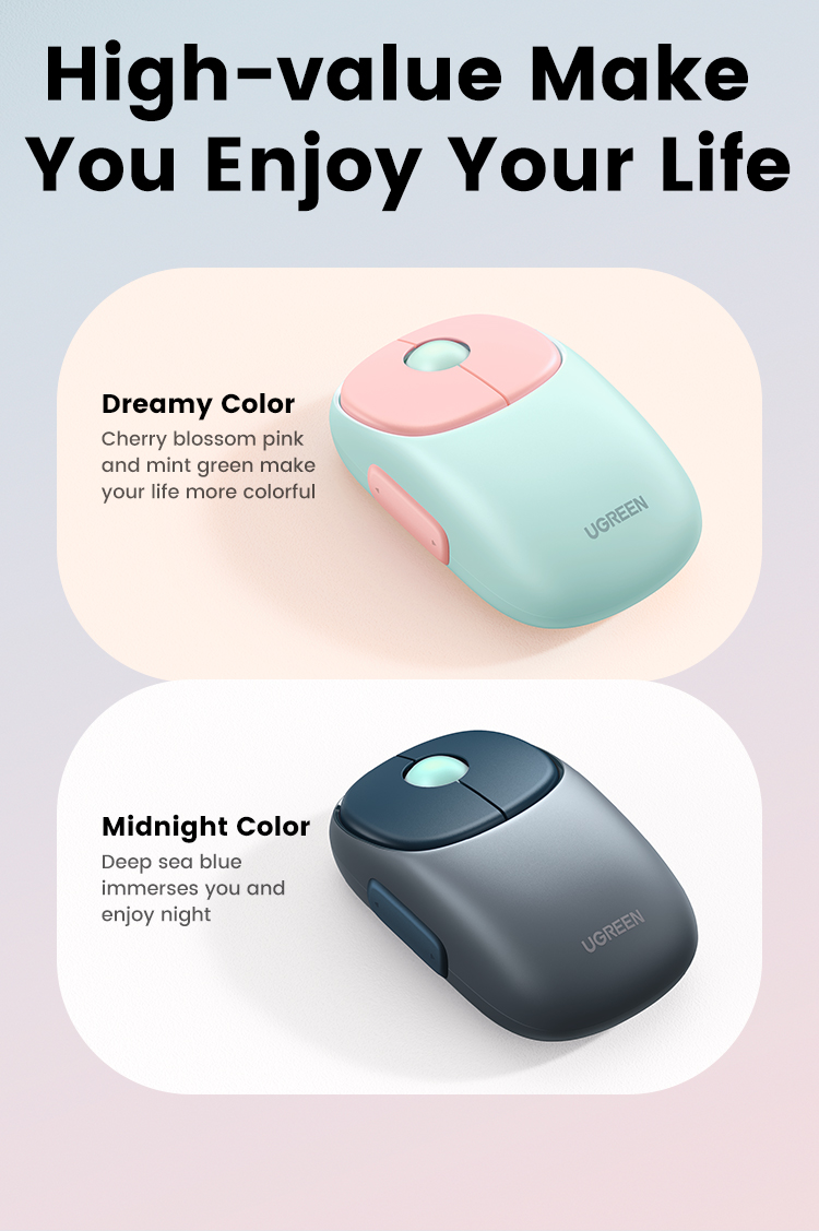 Rato UGREEN Mouse Silencioso 2.4G Bluetooth Recarregável Sem Fio Forma ...