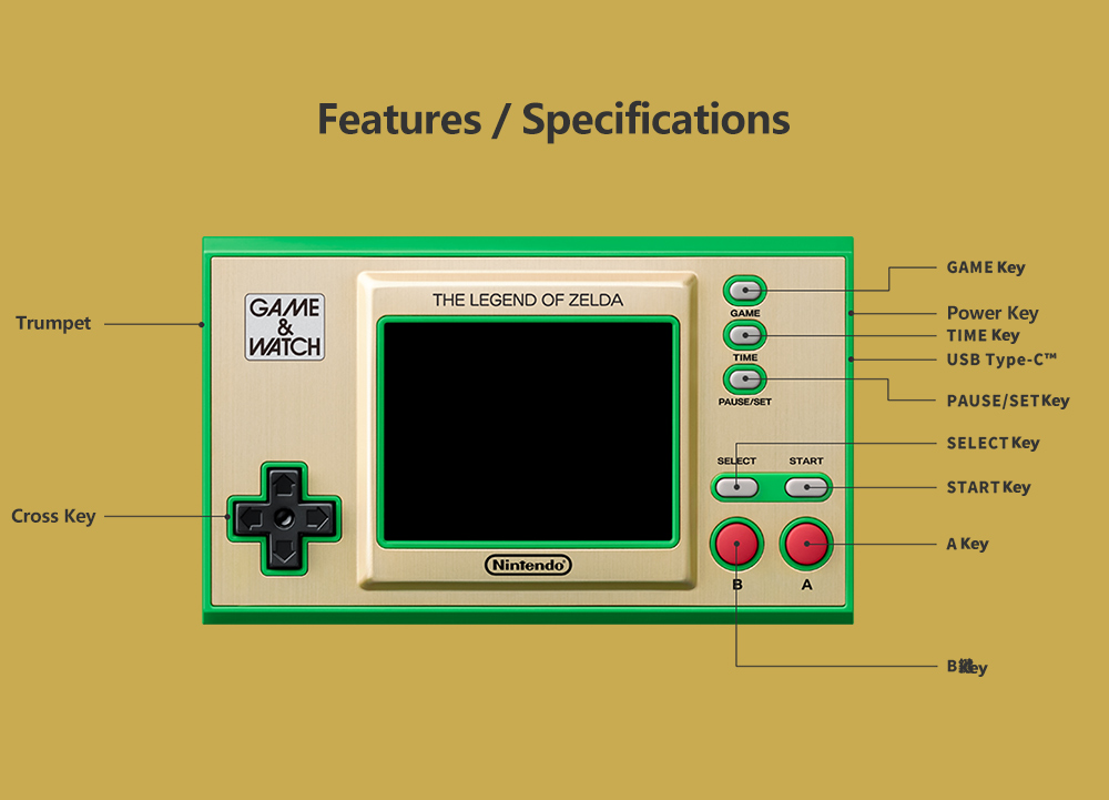 Nintendo Game & Watch the Legend of Zelda 2.36 Inch LCD Screen ...