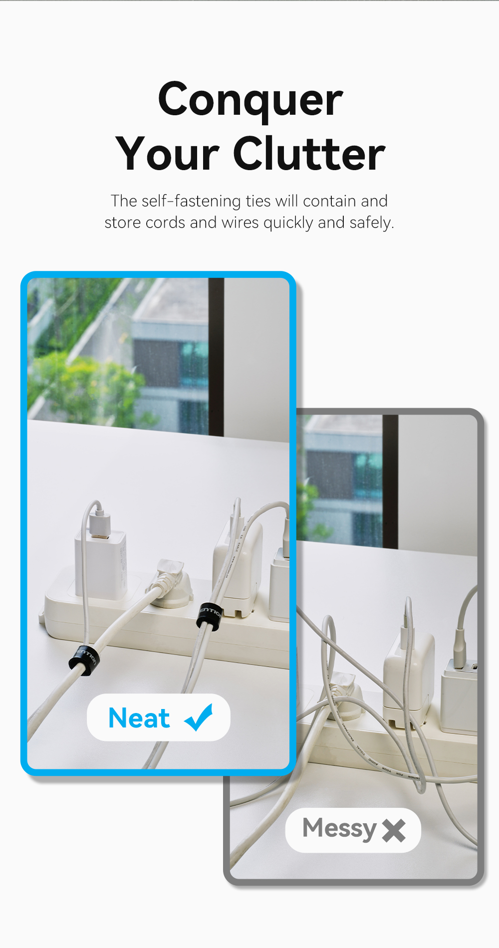 Organizador de Cabos 120-180mm Tearable Velcro Straps Fixação USB ...