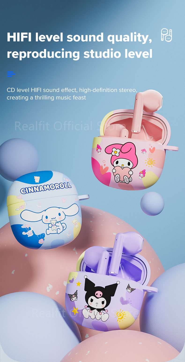 Realfit F1 Earbuds Sem Fio TWS Bluetooth 5.3 Com Estojo Colorfull Cute ...