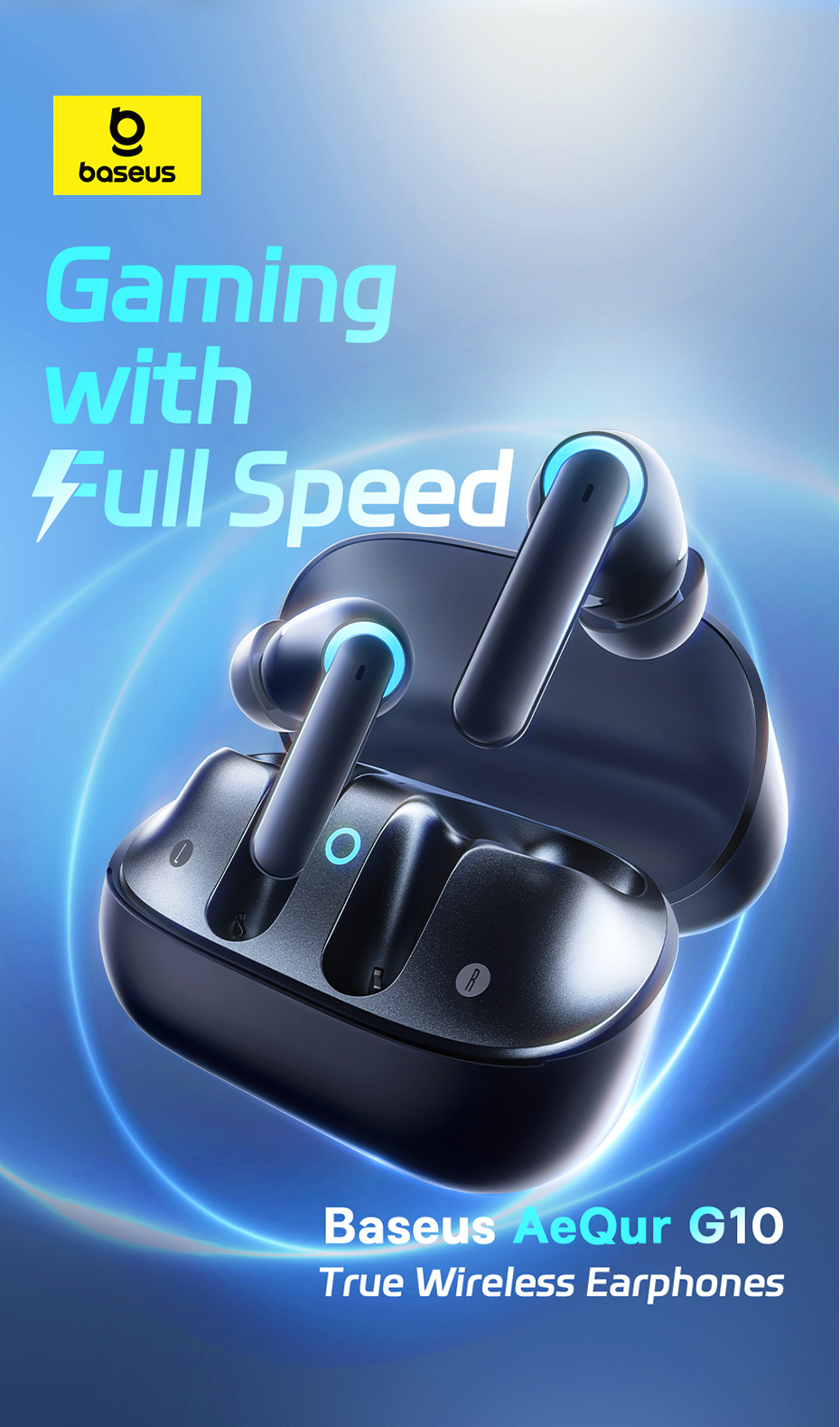 Baseus AeQur G10 Fone de ouvido para jogos sem fio Bluetooth 5.3 intra ...