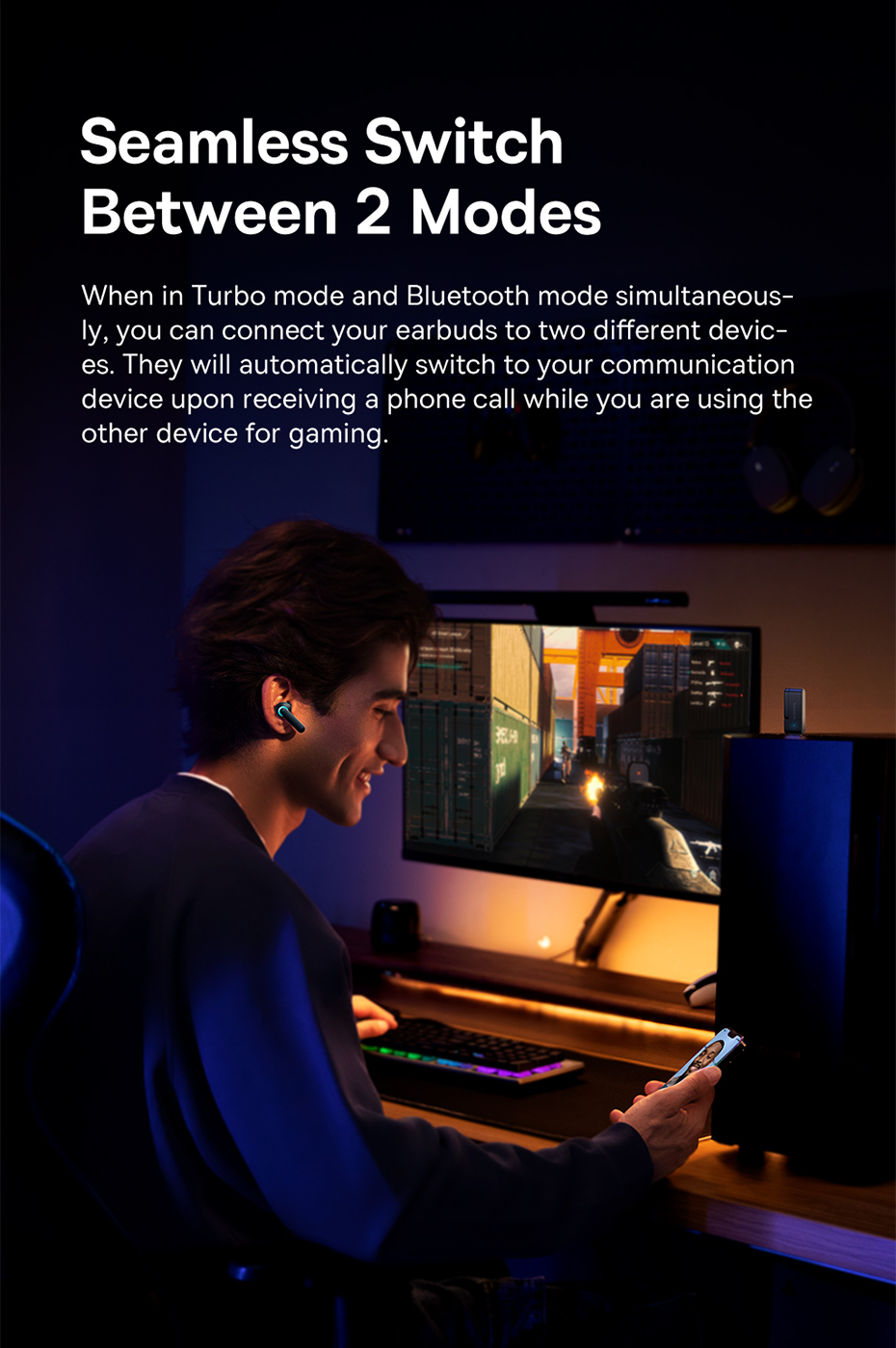 Baseus AeQur G10 Fone de ouvido para jogos sem fio Bluetooth 5.3 intra ...