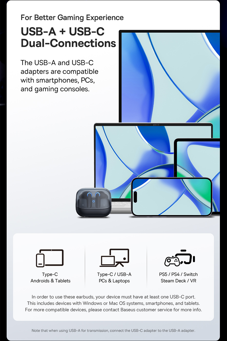 Baseus AeQur G10 Fone de ouvido para jogos sem fio Bluetooth 5.3 intra ...