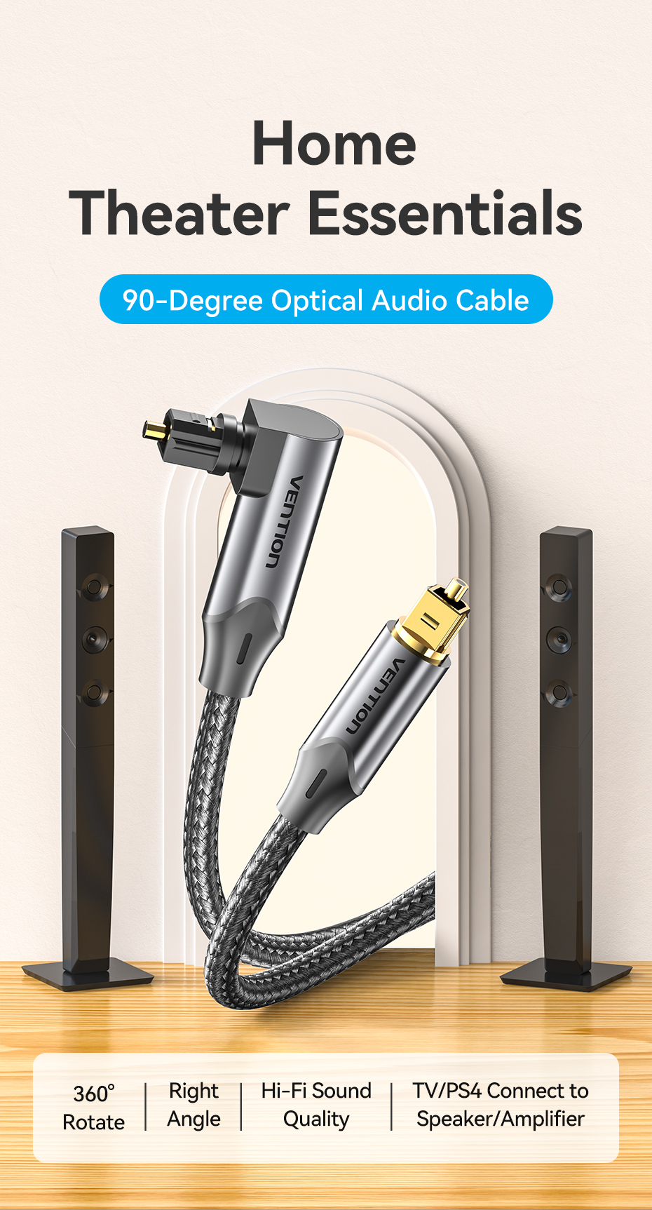 [Shopee Choice] Cabo De Áudio Toslink De Fibra Óptica Vention Para Blu ...