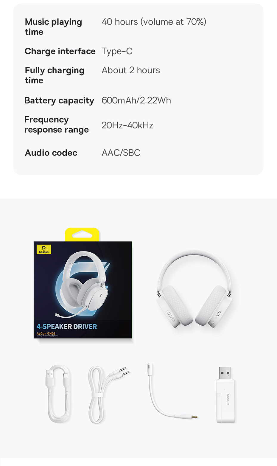 Baseus AeQur GH02 Gaming Fones De Ouvido Sem Fio De Alta Qualidade De ...