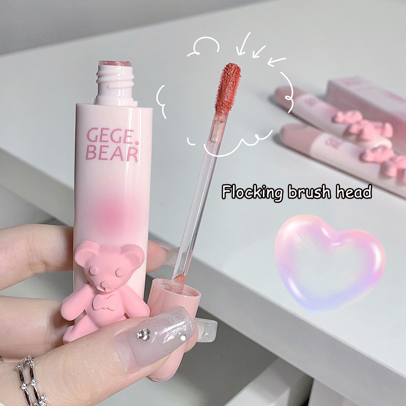 Gege Bear Tender Lip Glaze Gloss Pequeno Urso Rosa Veludo Suave Batom ...