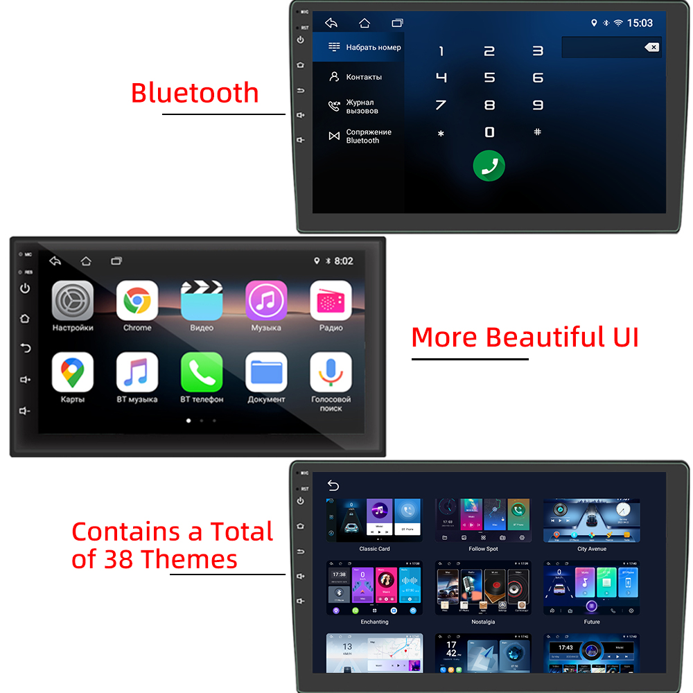 Hippcron Carro Multimídia Carplay Android Reprodutor De Vídeo 1 Din 7/9 Polegadas Bluetooth GPS ...
