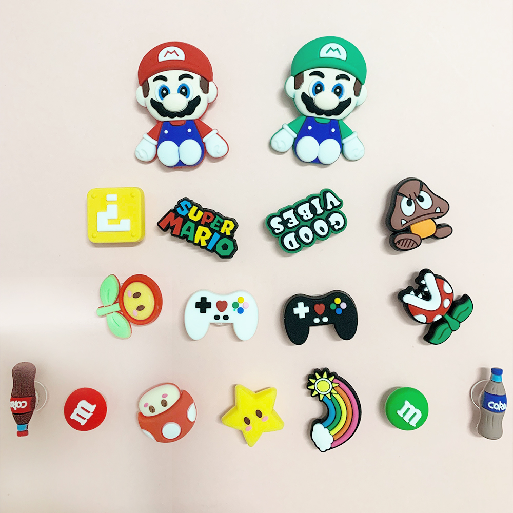 17 peças super mario jibbitz coleção de encantos de sapato de crocs de ...