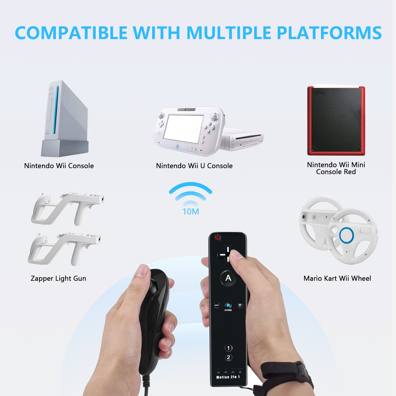 DATA FROG Para Nintendo Wii U Joystick 2 Em 1 Controlador Remoto Sem ...