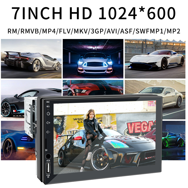 Central Multimídia 1 Din MP5 Bluetooth 7 Polegadas USB/AUX/TF Com Tela ...