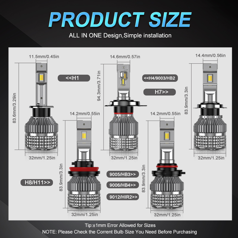 MAXGTRS 2x Lâmpada De Teto LED Para Carro Nevoeiro H1 H4 H7 H8/H9/H11 9005 HB3 9006 HB4 9012 ...