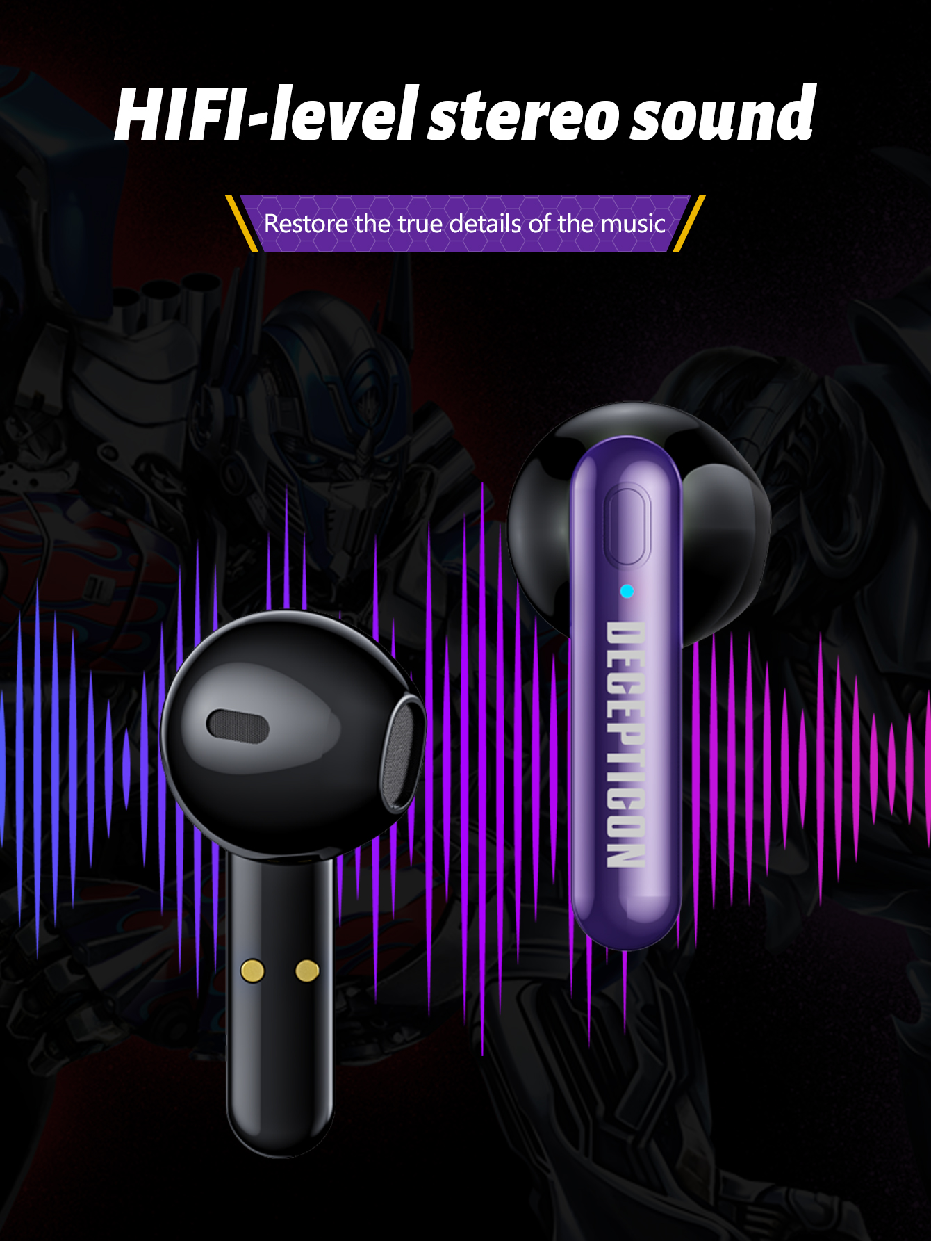 Transformers TF-T03 Fone De Ouvido Sem Fio Bluetooth Baixa Latência ...