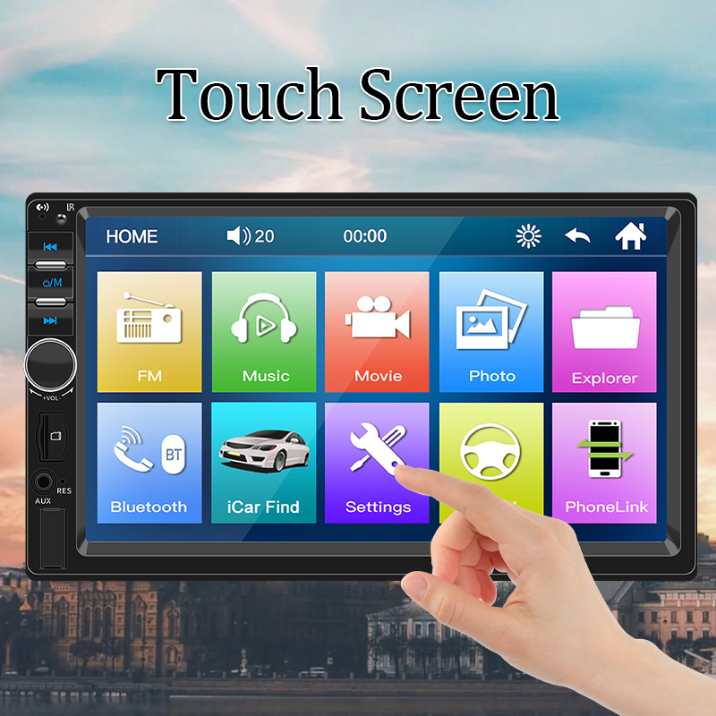 Central Multimídia Automotiva 1 Din 7 Inch MP5 Bluetooth Com Tela Sensível Ao Toque USB/AUX/TF ...