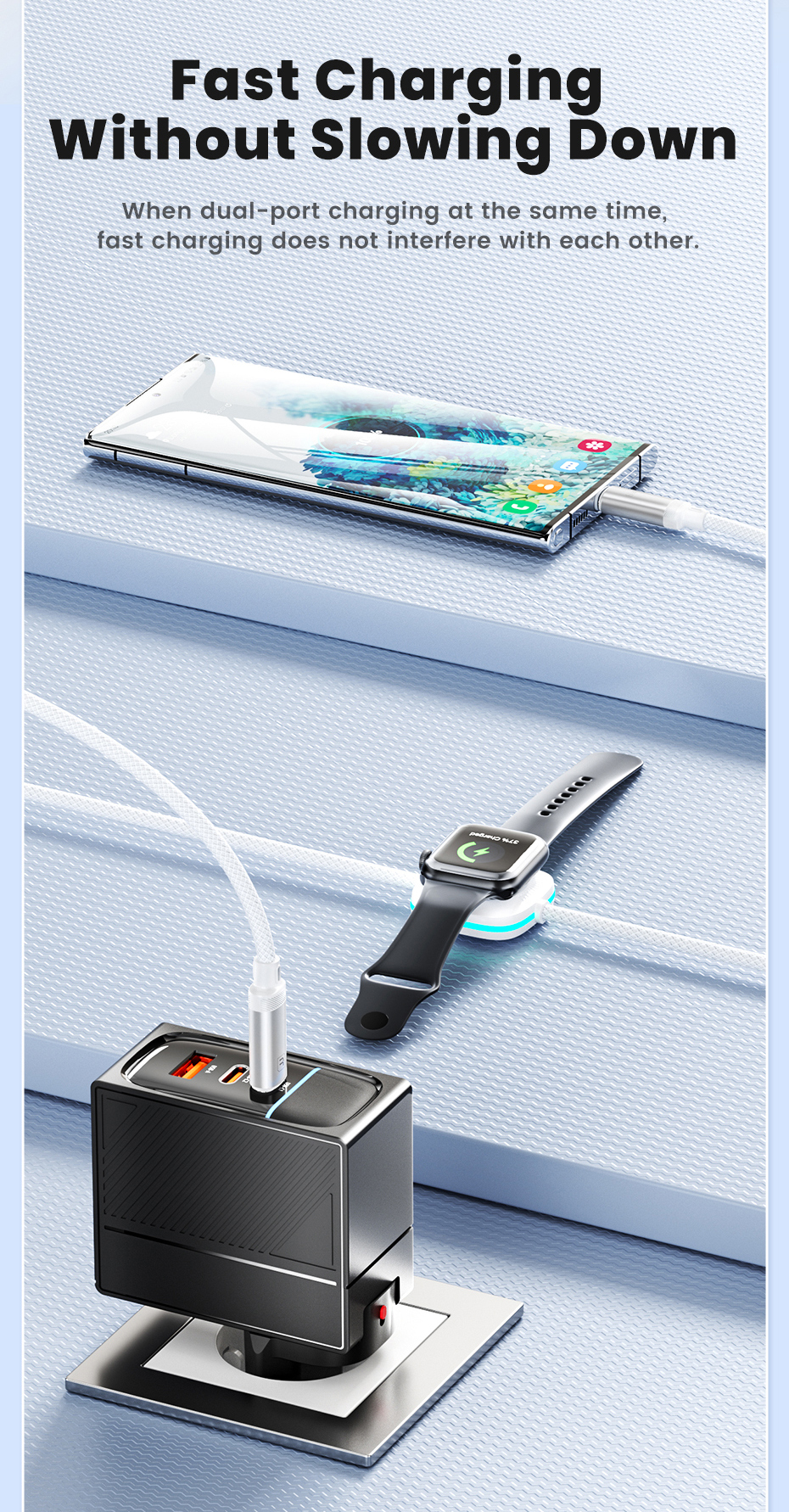 Toocki PD 60W 2 IN 1 Cabo USB C Com Carregador Sem Fio Para l-Watch 27W Tipo 1OS De Carregamento ...