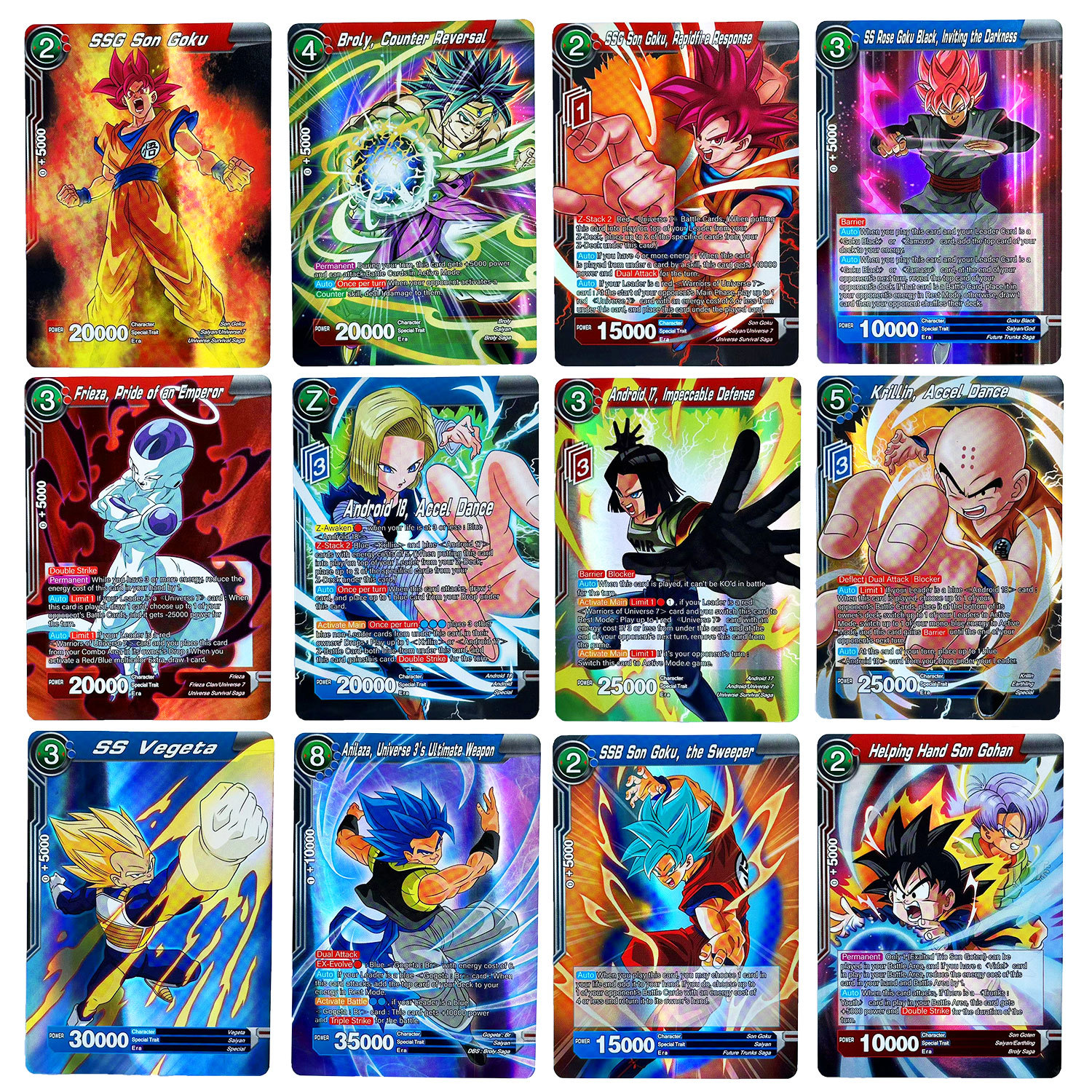 50Pcs/Pack Dragon Ball Flash Cartões Brilhantes Anime Son Goku Frieza ...
