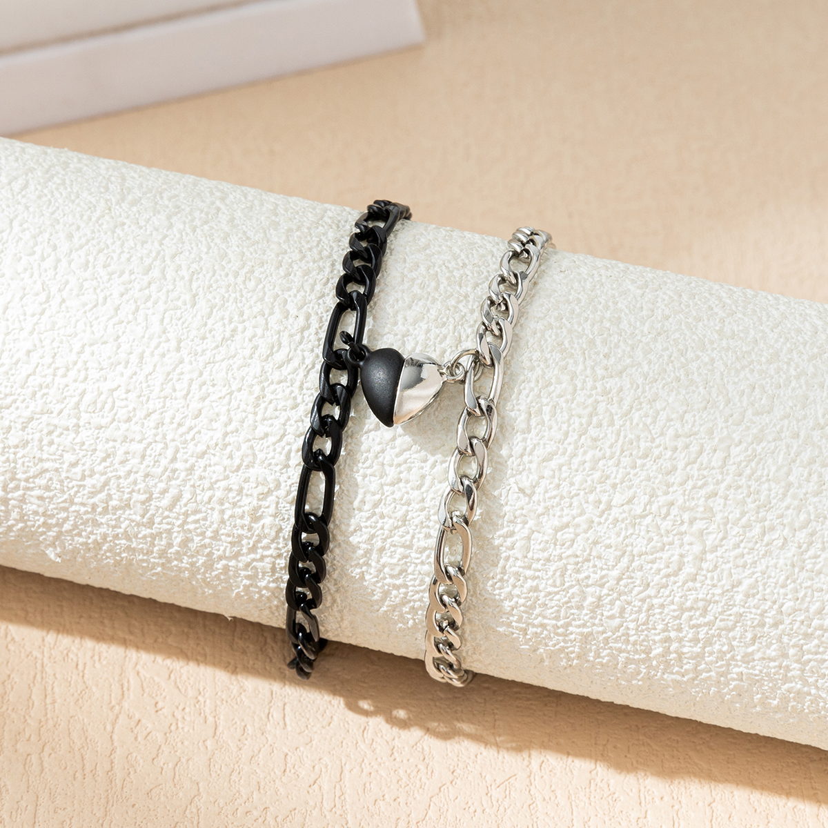 2 Conjunto de Pulseiras de Casal de Amor de Ímãs Brancos Pretos ...