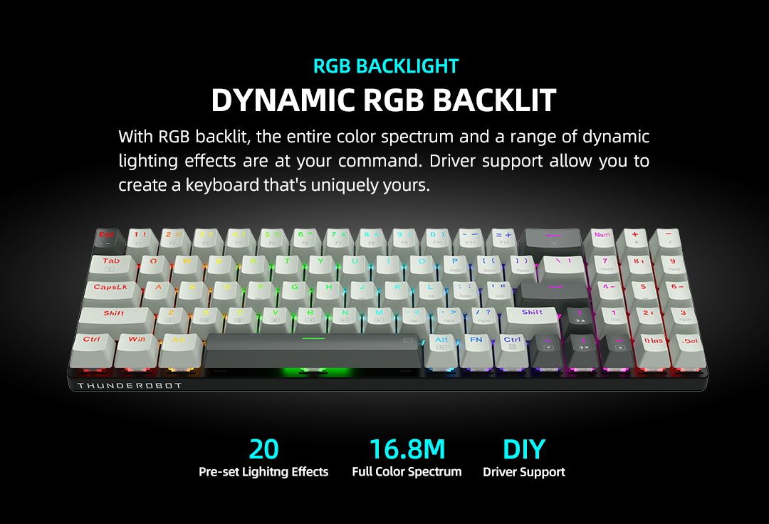 Thunderobot K78 Teclado Mecânico RGB Com Luz De Fundo Fio 75 % Layout 78 Teclas De Jogos Para ...