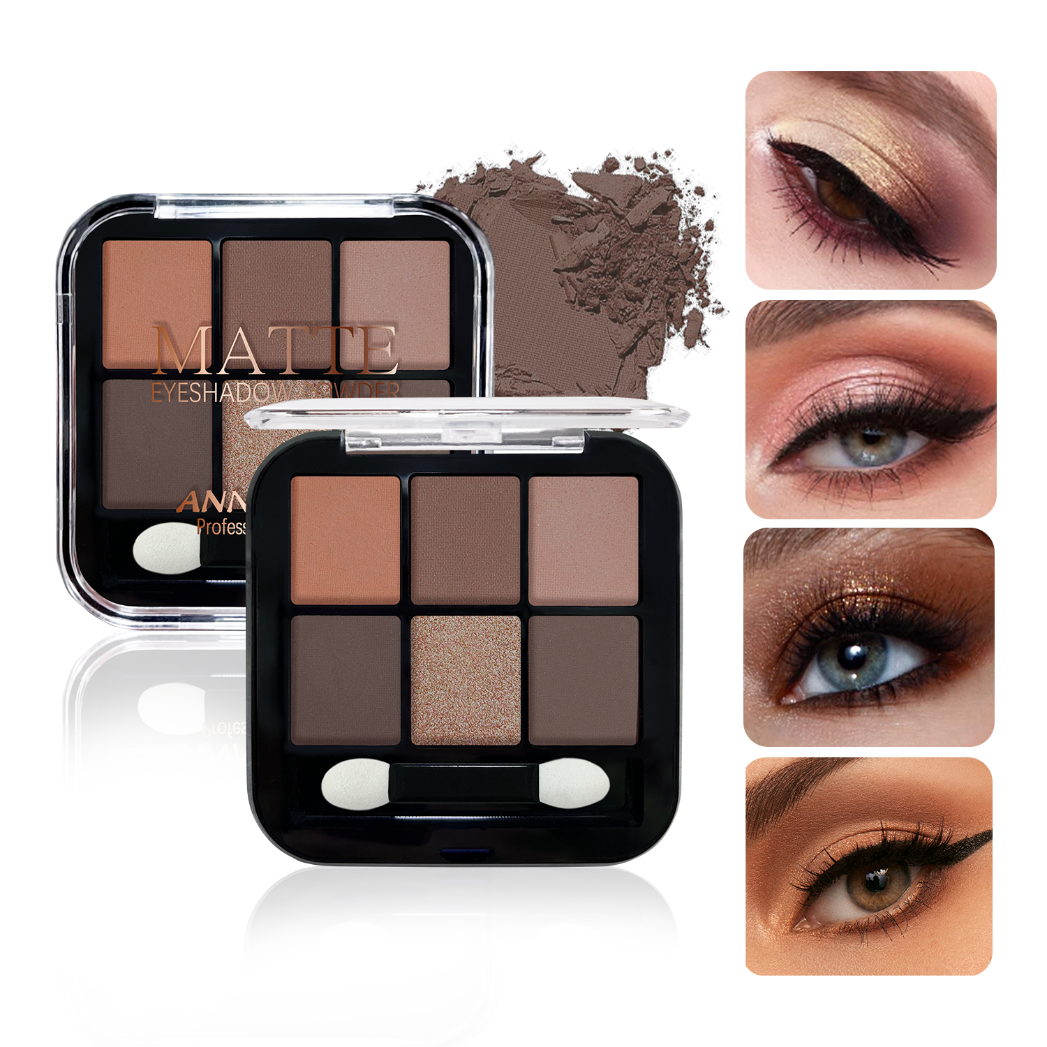 Seis-cores Eyeshadow Earth Color Smoky Makeup Pearlescent Matte Milk ...