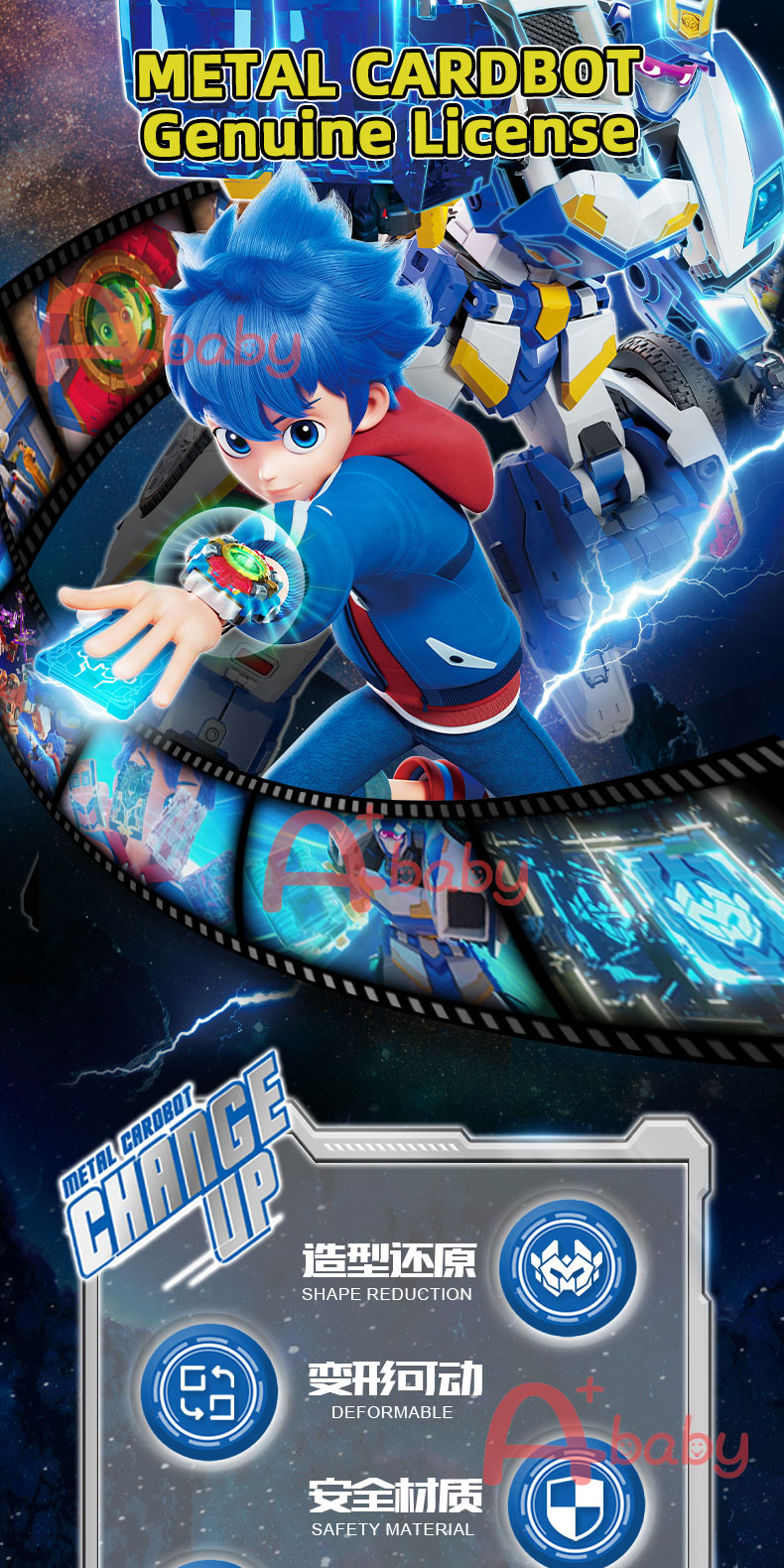 METAL CARDBOT Figura De Ação Do Robô Transformador (Cop/Shadow Azul X ...