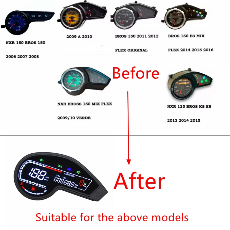 Odômetro Digital LED Velocímetro Tacômetro Motocicleta Para Honda ...