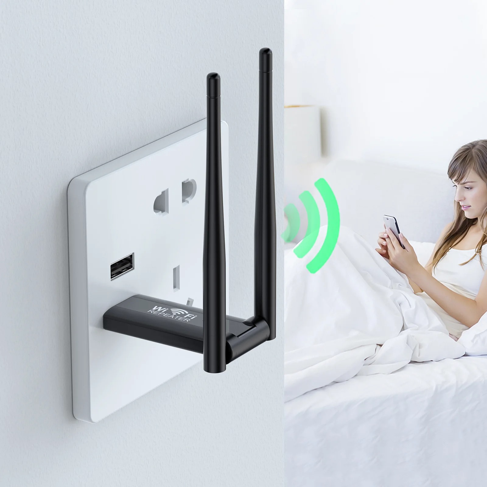 Extensor Repetidor WiFi 2.4G 300Mbps Wireless USB Signal Booster ...