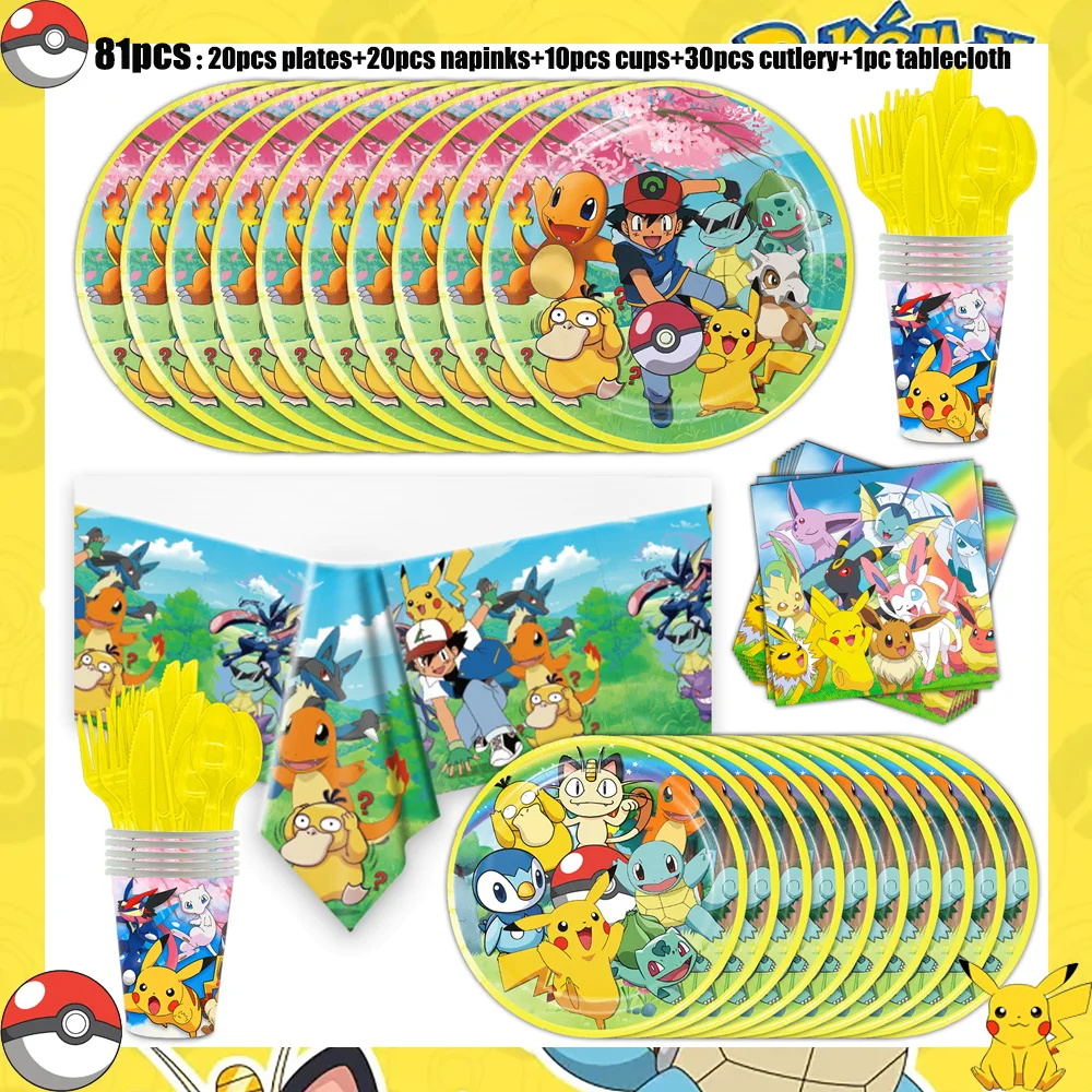 Decorações Da Festa De Aniversário POKEMON GO Paper Napinks Cups Placas ...