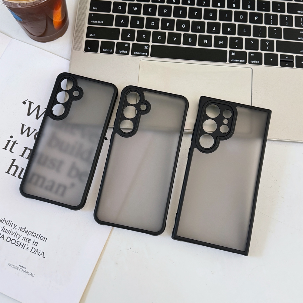 Capa De Telefone Preta Semi Transparente Fosca Para Samsung Galaxy S25 Edge S23 S24 Ultra S25 ...