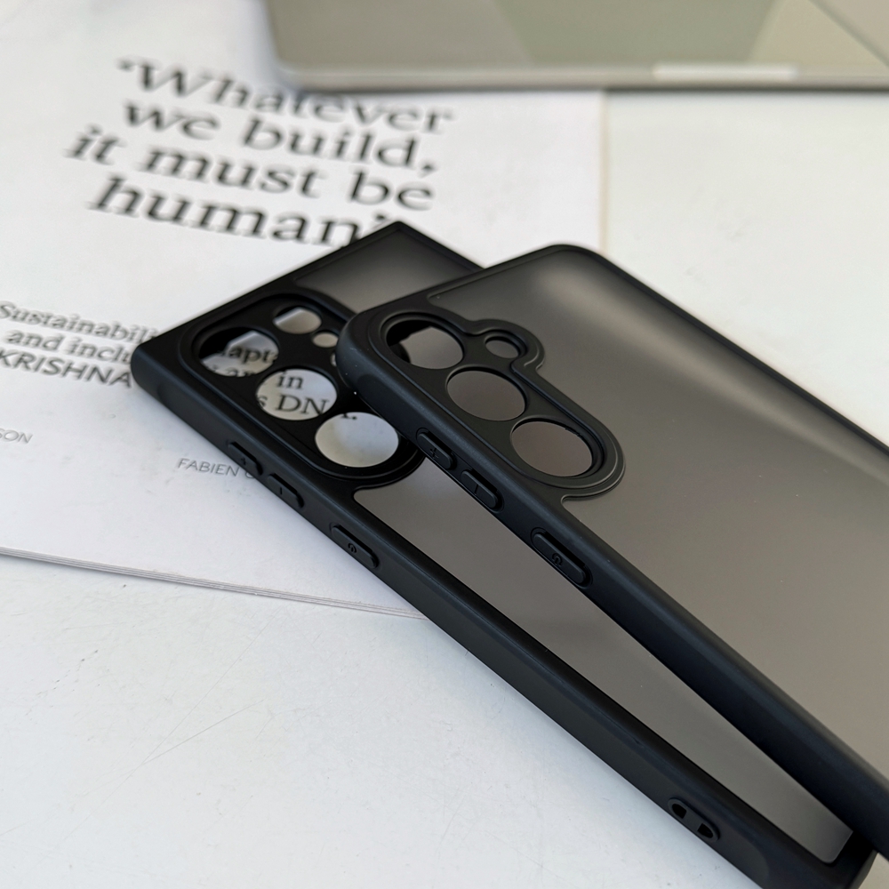 Capa De Telefone Preta Semi Transparente Fosca Para Samsung Galaxy S25 Edge S23 S24 Ultra S25 ...