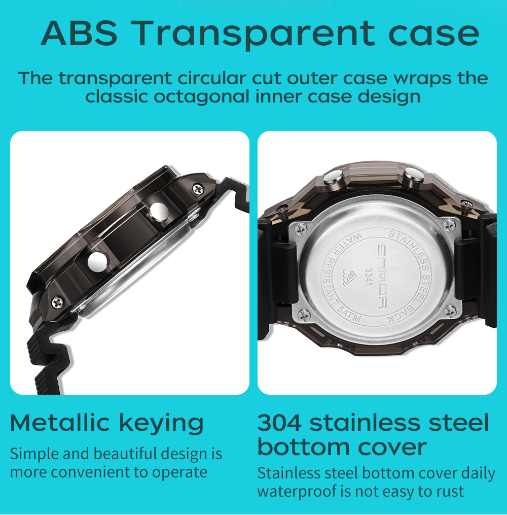 Sanda 3341 Novo Relógio Eletrônico Transparente Multi-Funcional E Moda ...