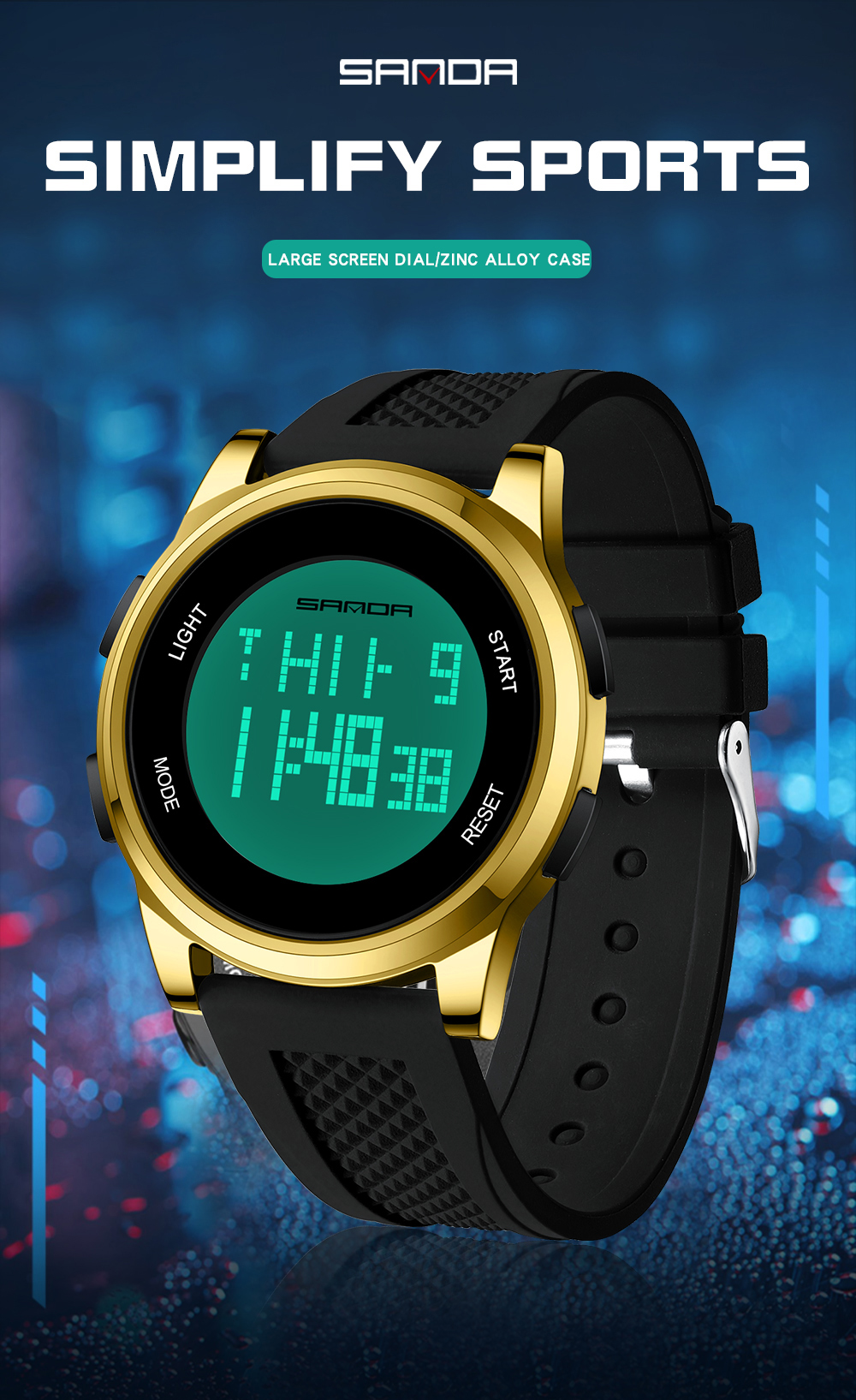 Relógio Eletrônico Masculino À Prova D'água SANDA Digital Homem Do Exército Militar De Pulso ...