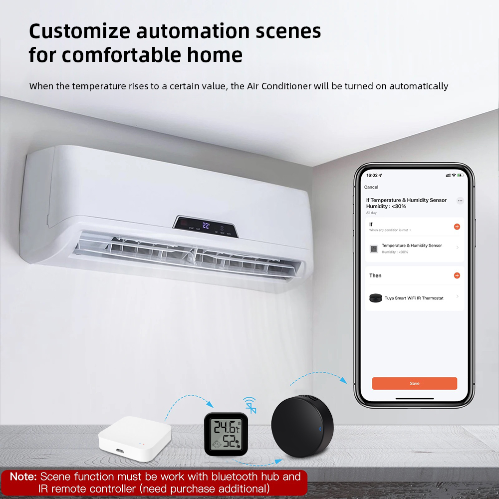 Onenuo Tuya Sensor de Temperatura Bluetooth Mini LCD com Termômetro e ...