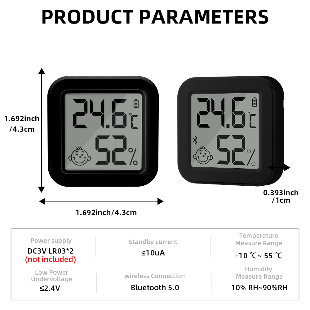 Onenuo Tuya Sensor de Temperatura Bluetooth Mini LCD com Termômetro e ...