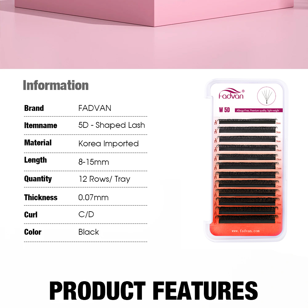 Fadvan 5D W Extensões De Cílios Em Forma De 0.07 C/D Faux Mink Natural ...
